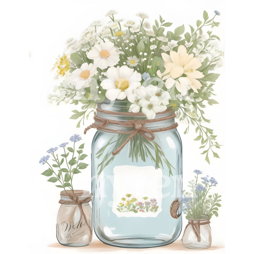 Clip Art Mason Jars | Rustic Mason Jar | Whimsical Graphics| 12 High ...