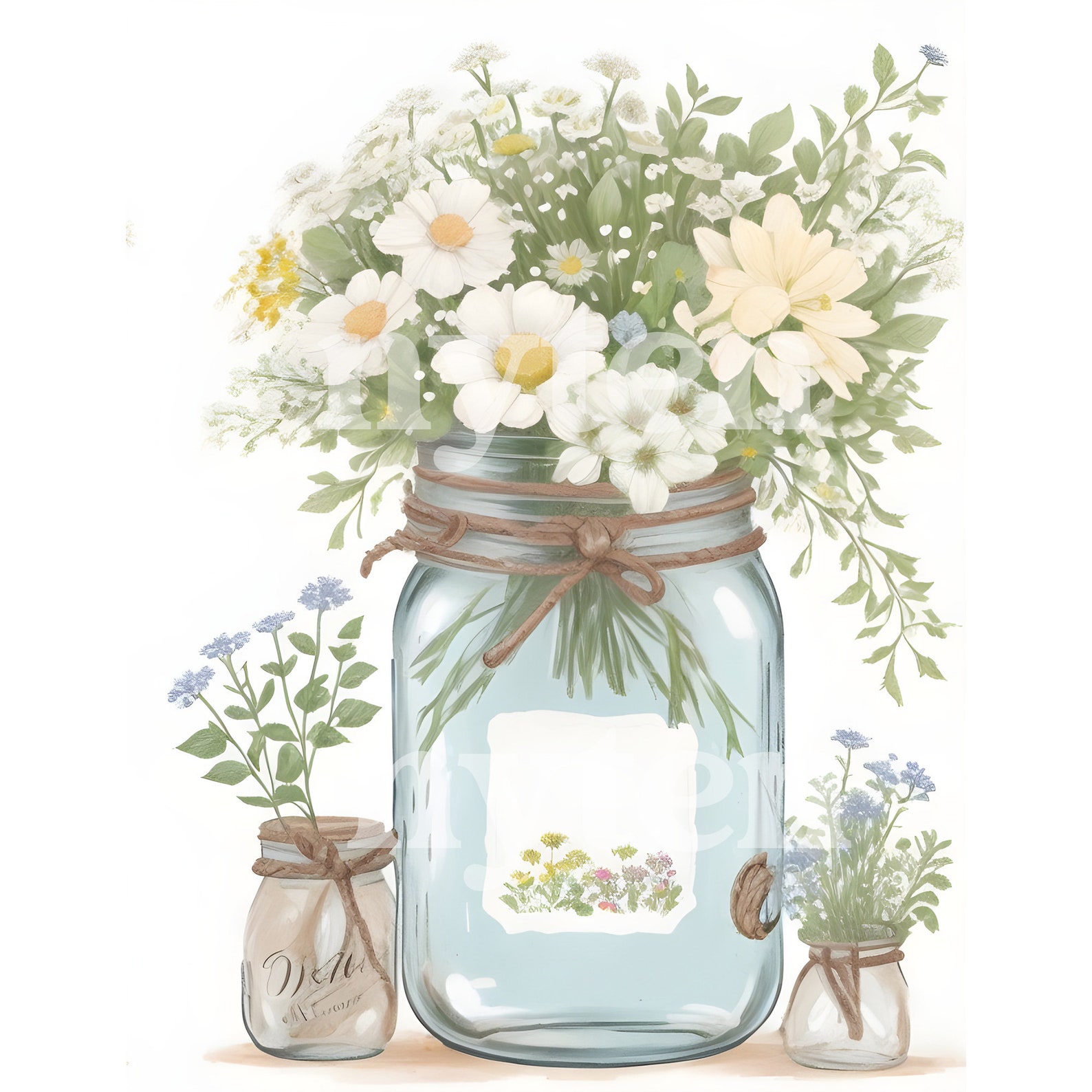 Clip Art Mason Jars Rustic Mason Jar Whimsical Graphics 12 High ...