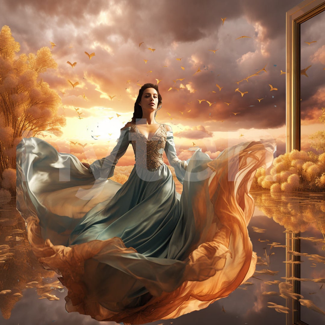 Golden Sky Digital Backdrop , Photoshop Overlays, Photo Background for ...