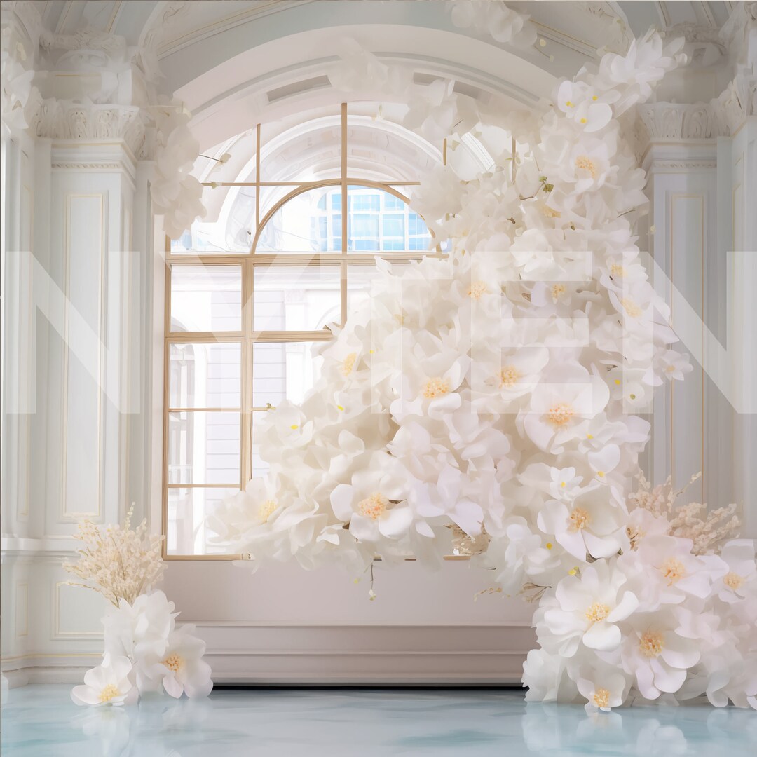 Large White Floral Digital Backdrop , Overlays, Studio Backdrops ...