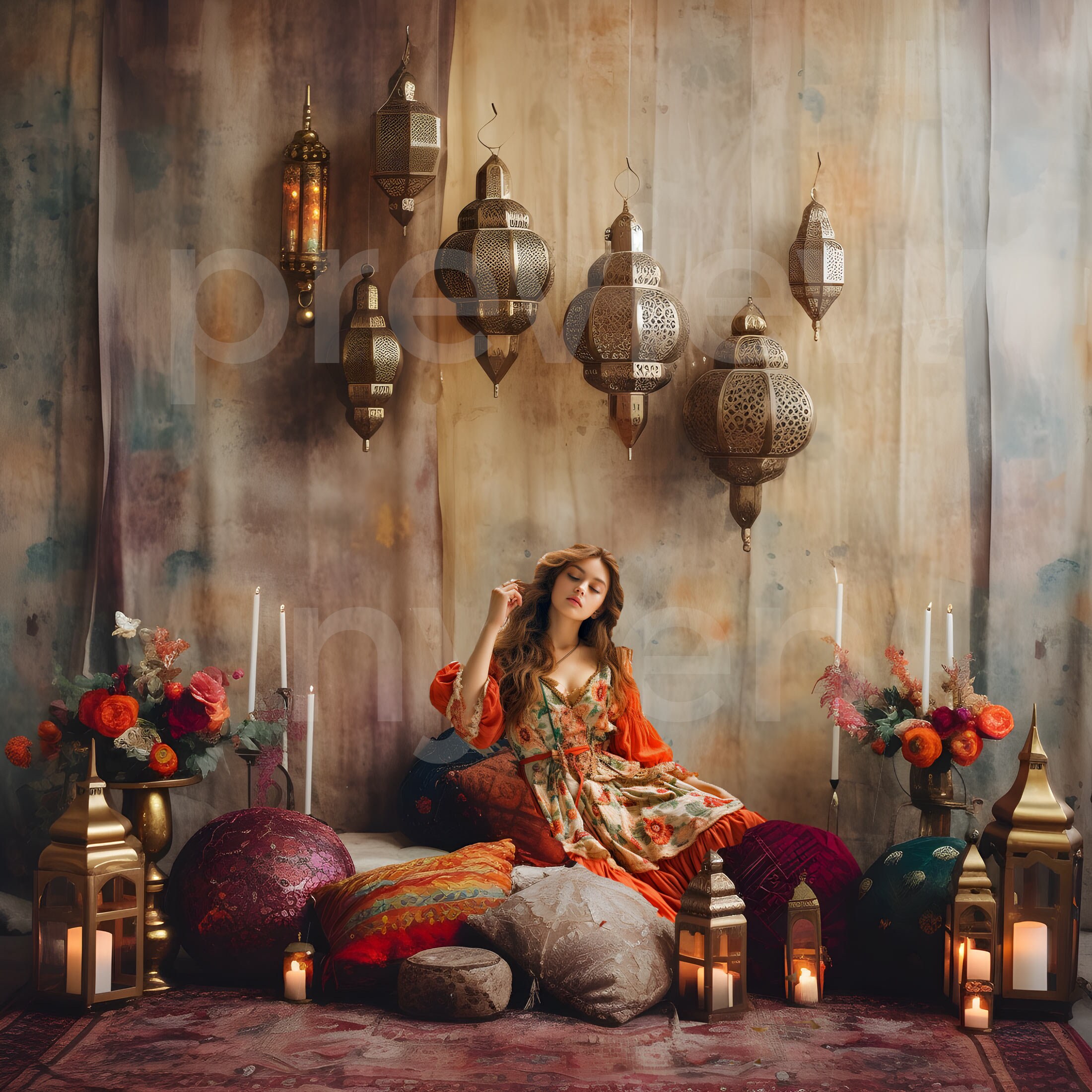 Boho Middle Eastern Jewel Tone Backdrop Bundle, 12 Photo Backgrounds ...