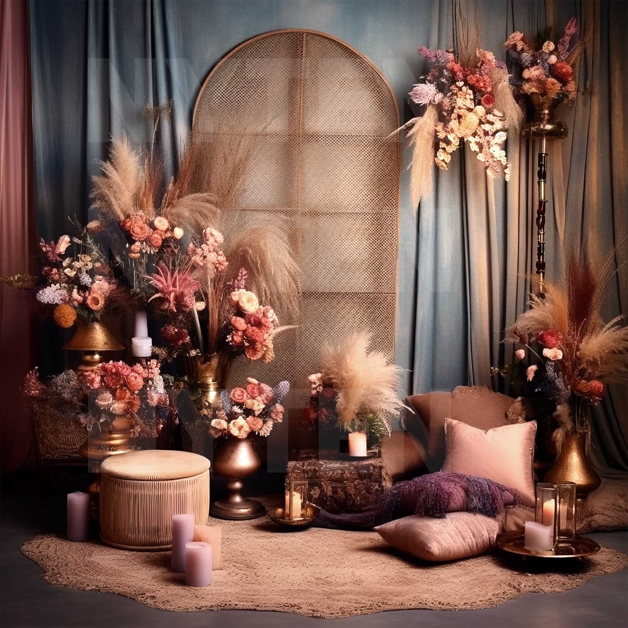 Rich Color Boho Digital Backdrop, Photo Shoot Backdrop, Overlays ...
