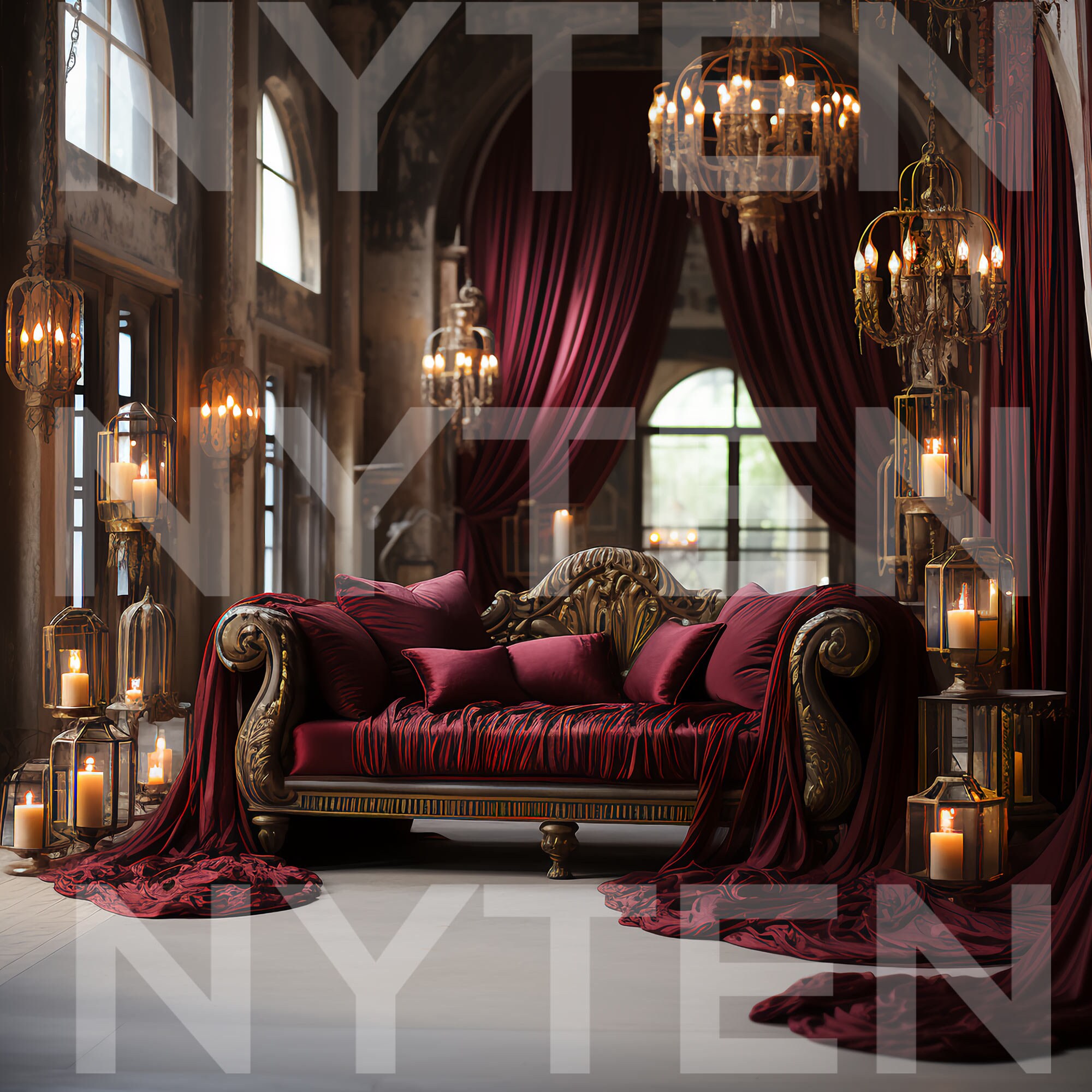 Elegant Vintage Burgundy Digital Backdrop, Overlays, Studio Backdrops ...