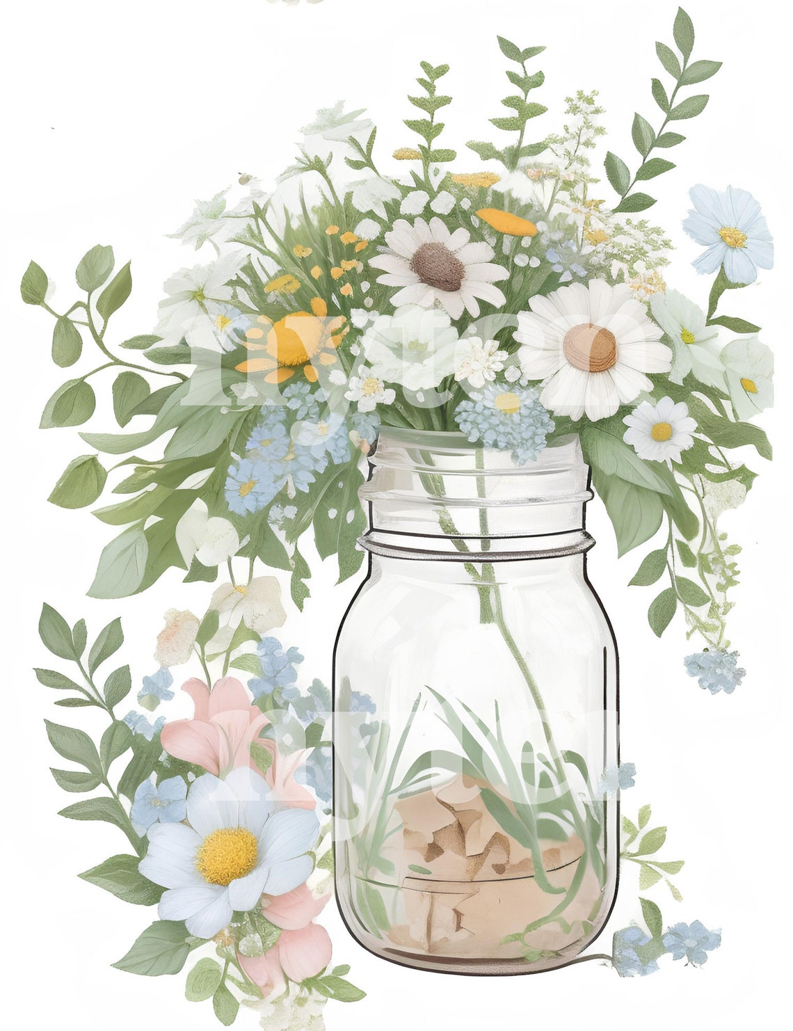 Clip Art Mason Jars Rustic Mason Jar Whimsical Graphics 12 High ...