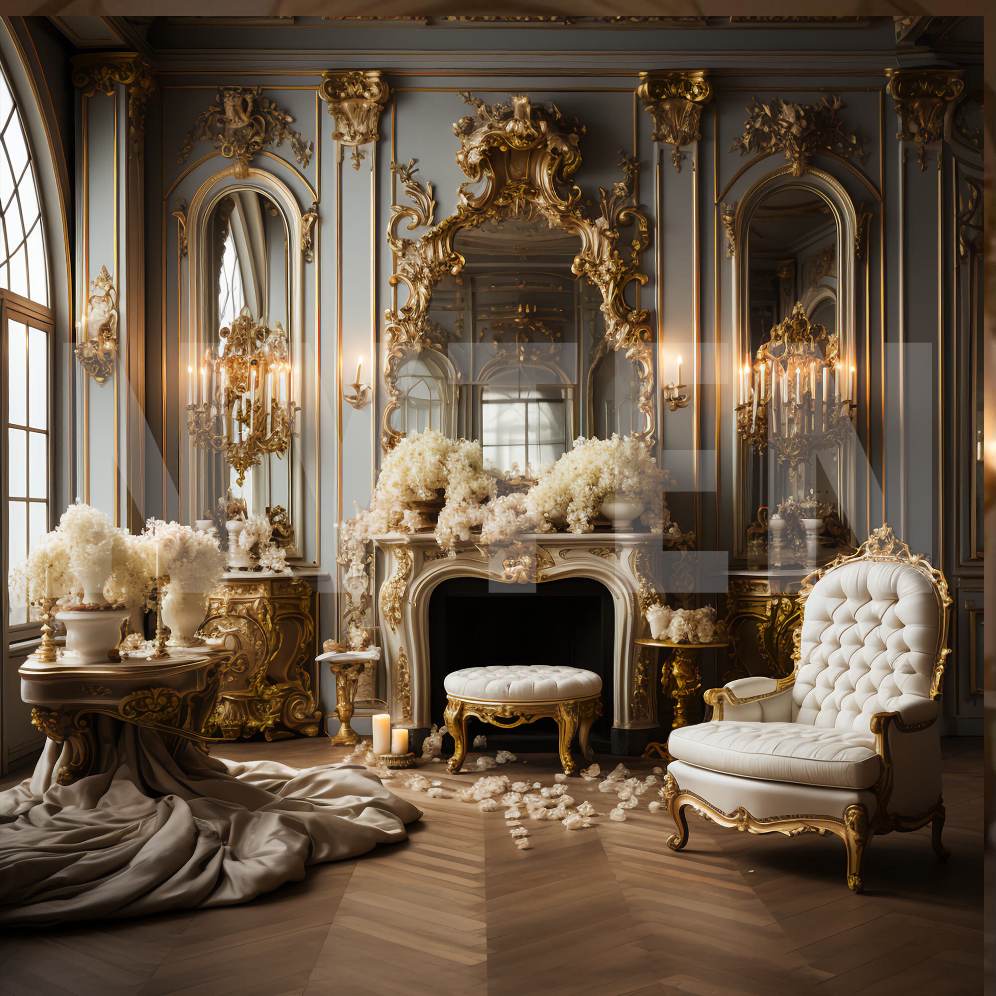 Opulent Baroque Dressing Room Backdrop Set, 11 Photo Shoot Backdrops ...