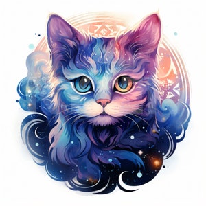Cosmic Cat Clip Art | Watercolor Clip Art | 12 High Resolution Png ...