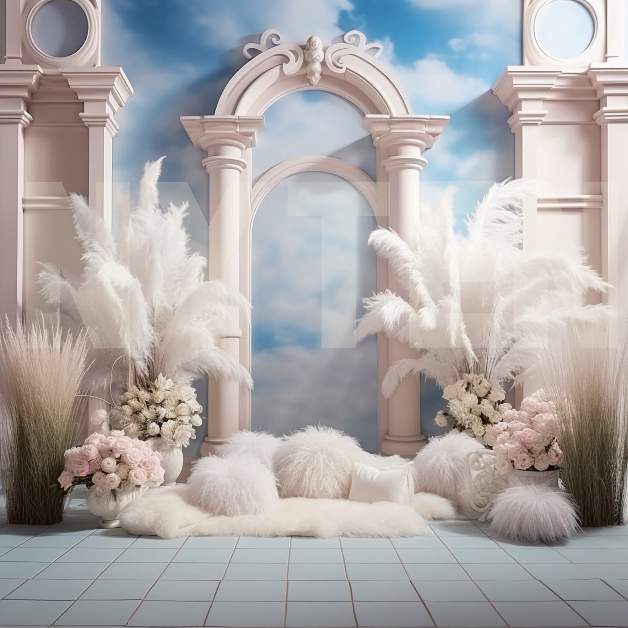 Enchanted Floral & Feather Backdrop | Ethereal Photography Digital ...