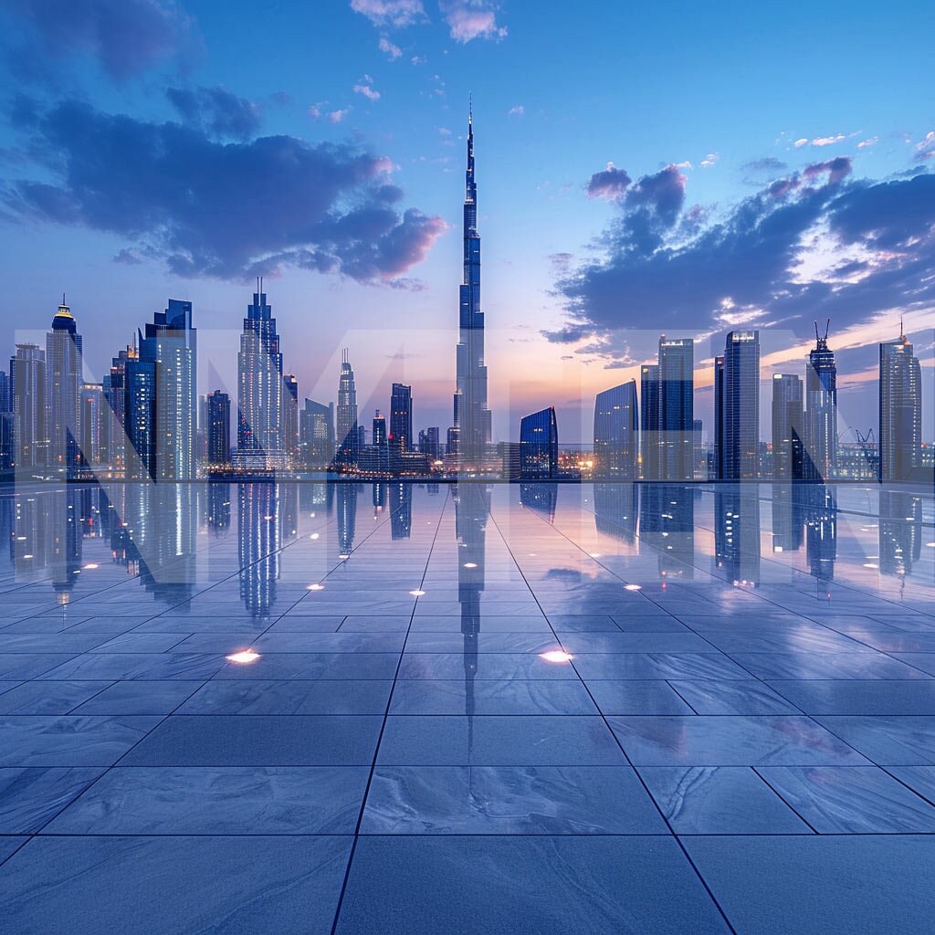 Rooftop View of Dubai Cityscape at Dusk Digital Backdrop, Unique Photo ...
