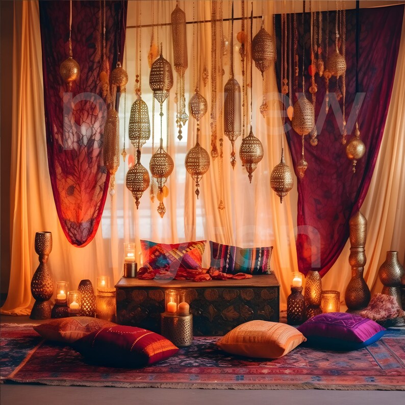 Boho Middle Eastern Jewel Tone Backdrop Bundle, 12 Photo Backgrounds ...