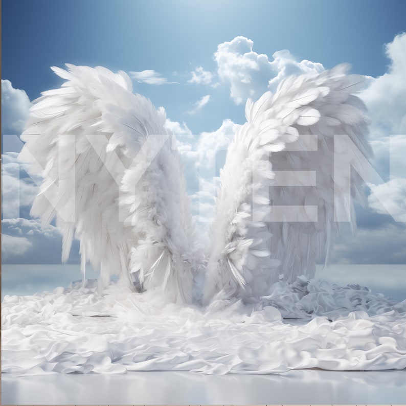 Heavenly Angel Wings Backdrop, Photo Shoot Backdrop, Overlays, Studio Backdrop for Photographers ...