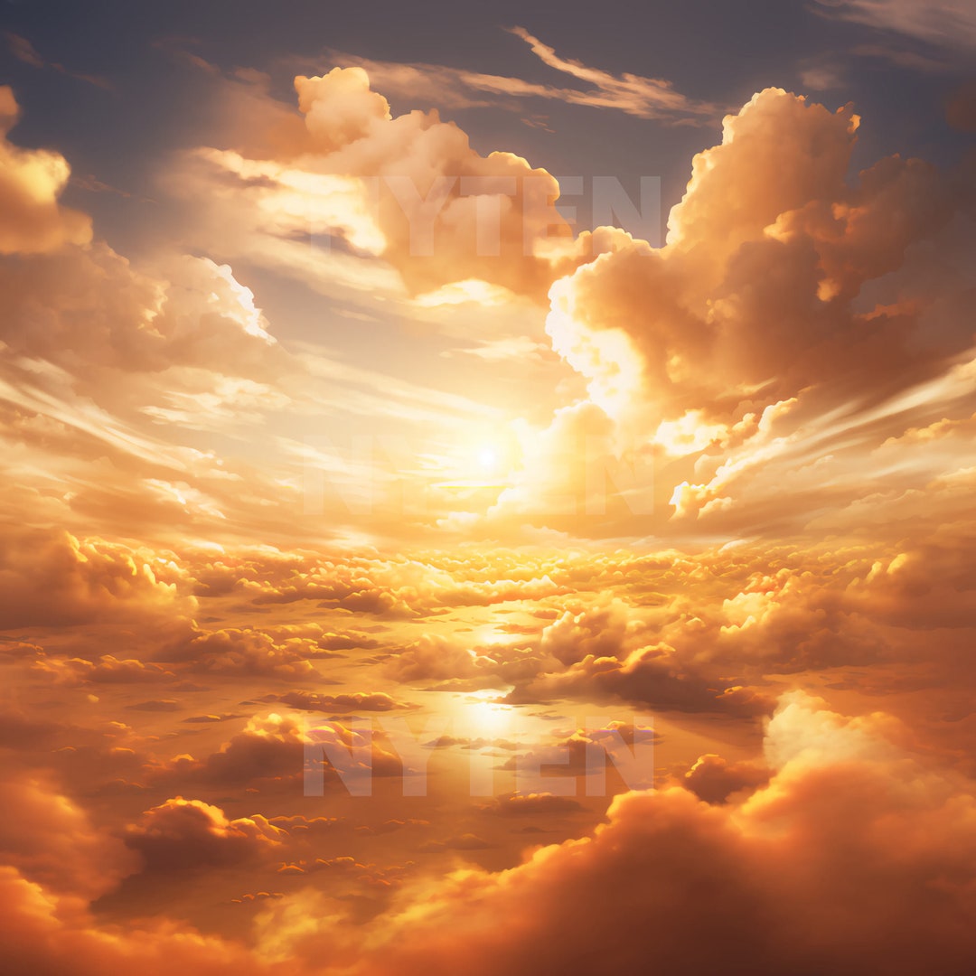 Golden Clouds Digital Backdrop , Photoshop Overlays, Photo Background ...