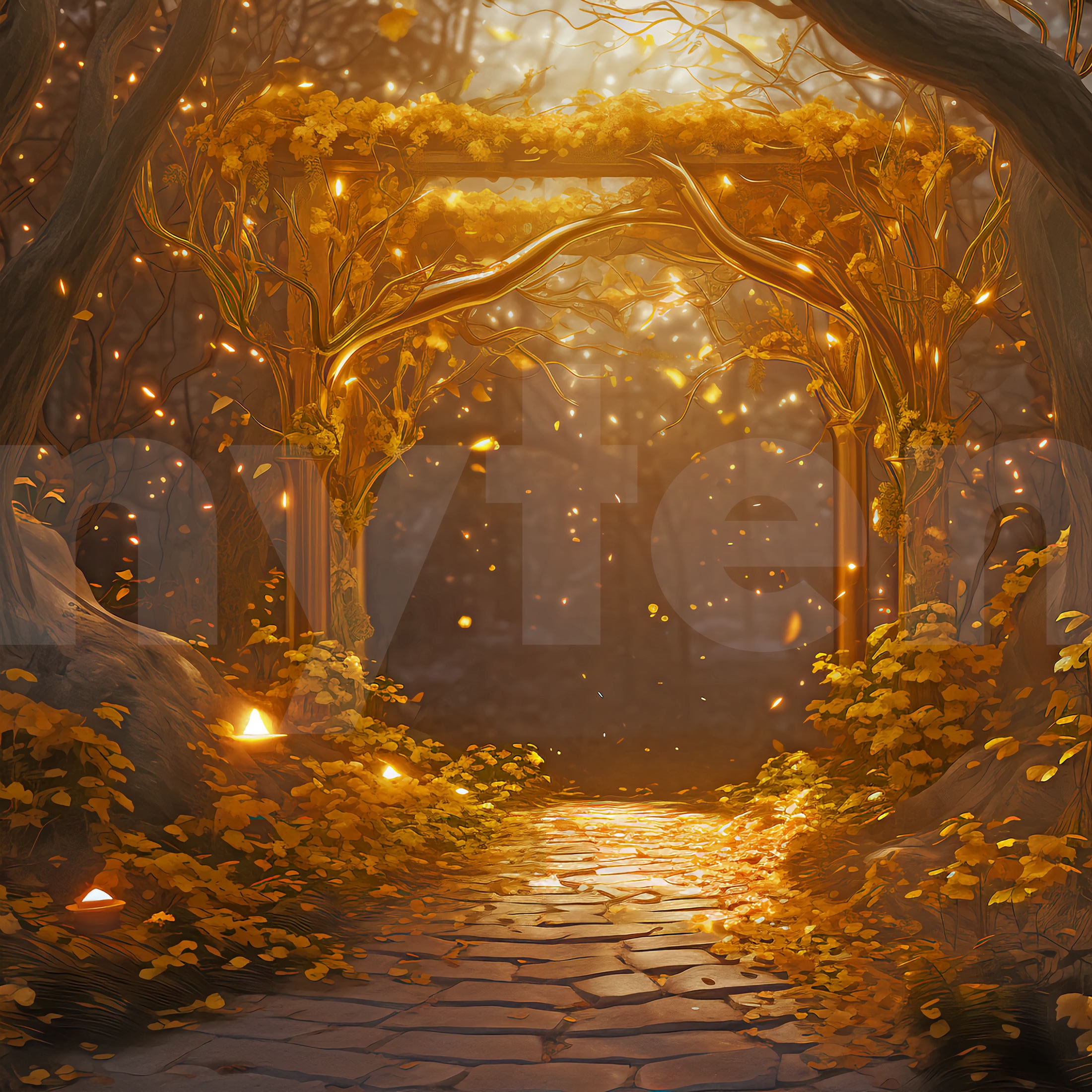 Golden Forest Digital Backdrop I , Photoshop Overlays, Photo Background ...