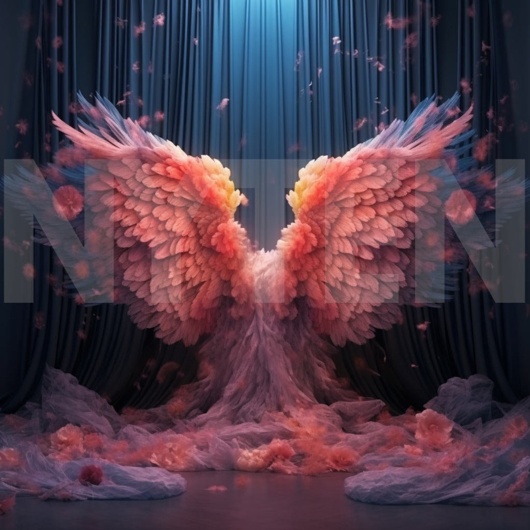 Ombre Angel Wings Photo Shoot Backdrop, Overlays, Studio Backdrop for ...