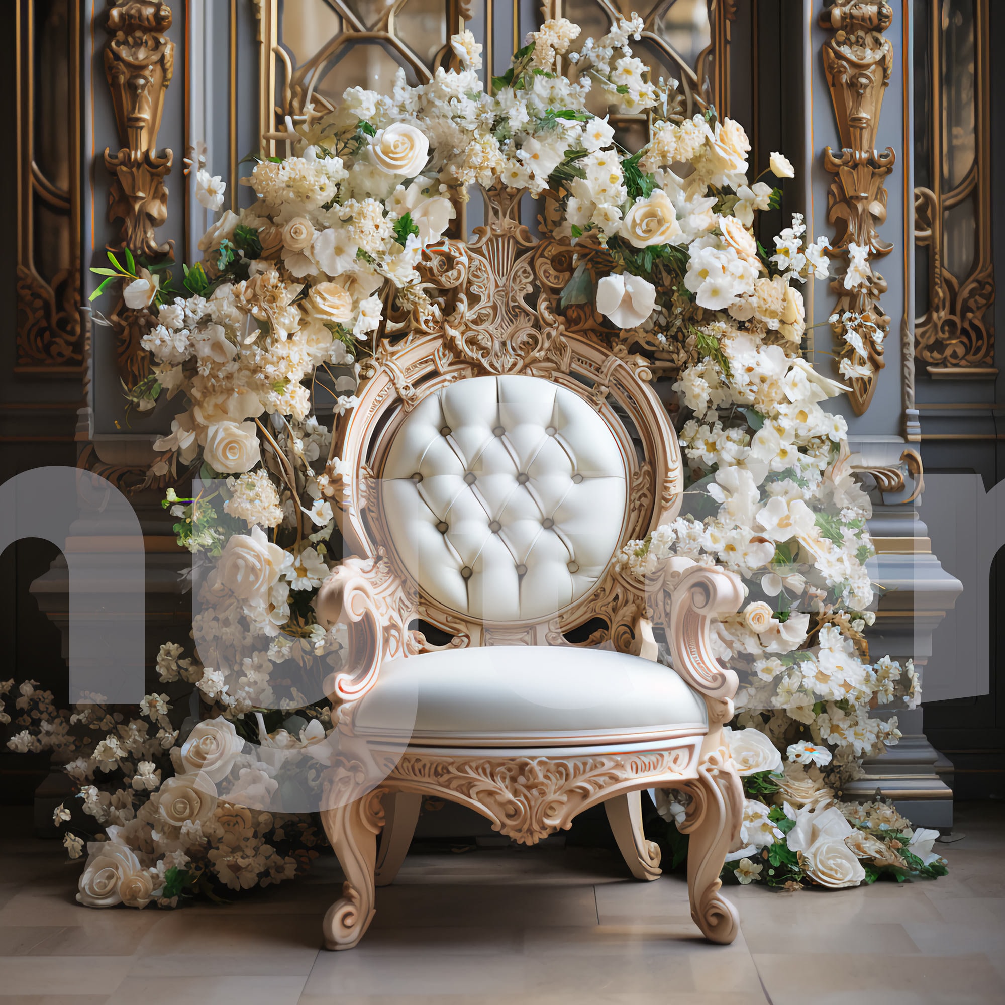 Floral Ornate Chair Digital Backdrop, Photo Shoot Backdrop, Overlays ...