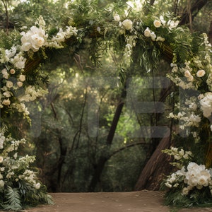 Enchanted Forest Floral Arch Digital Backdrop - Dreamy Woodland Wedding ...