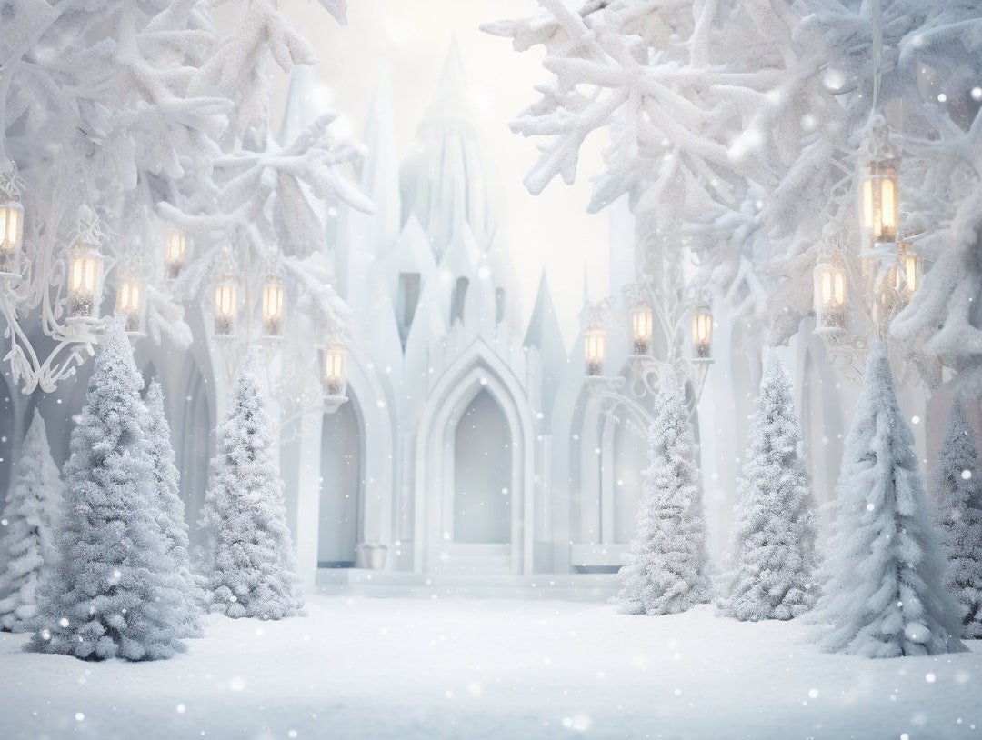 Winter Christmas Tree Digital Backdrop: Fantasy Ice Castle (digital ...