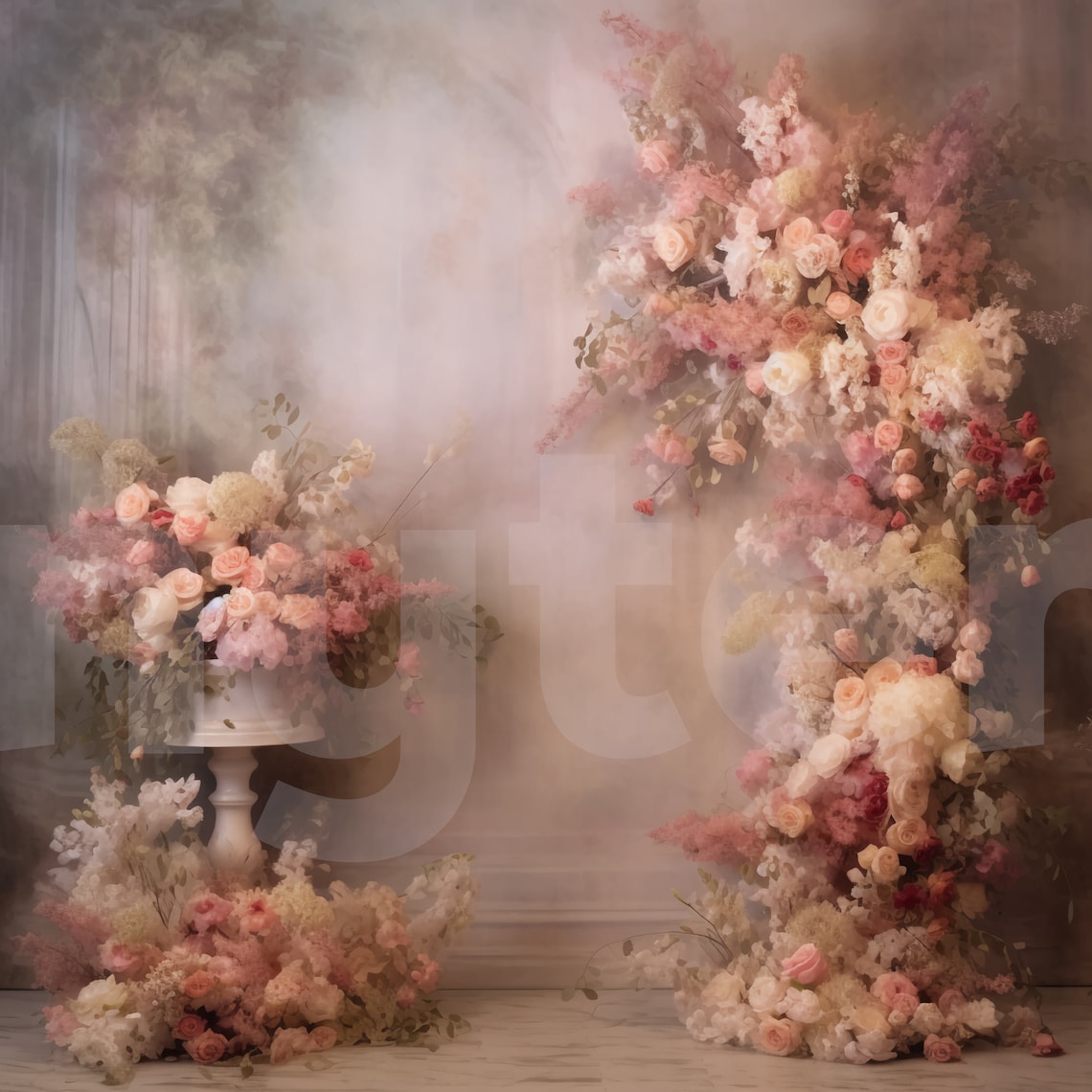 Painterly Floral Digital Backdrop, Photo Shoot Backdrop, Overlays ...