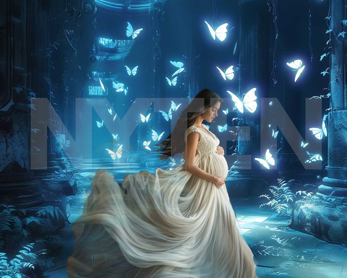 Enchanted Ruins Backdrop | Ethereal Butterfly Garden Digital Background ...
