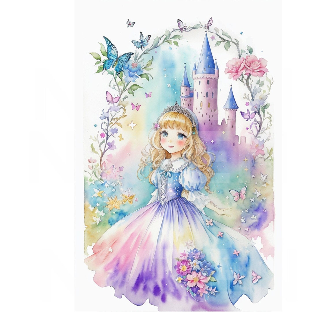 Princess and Castle Watercolor Clip Art | Fairytale Clip Art | Fantasy ...