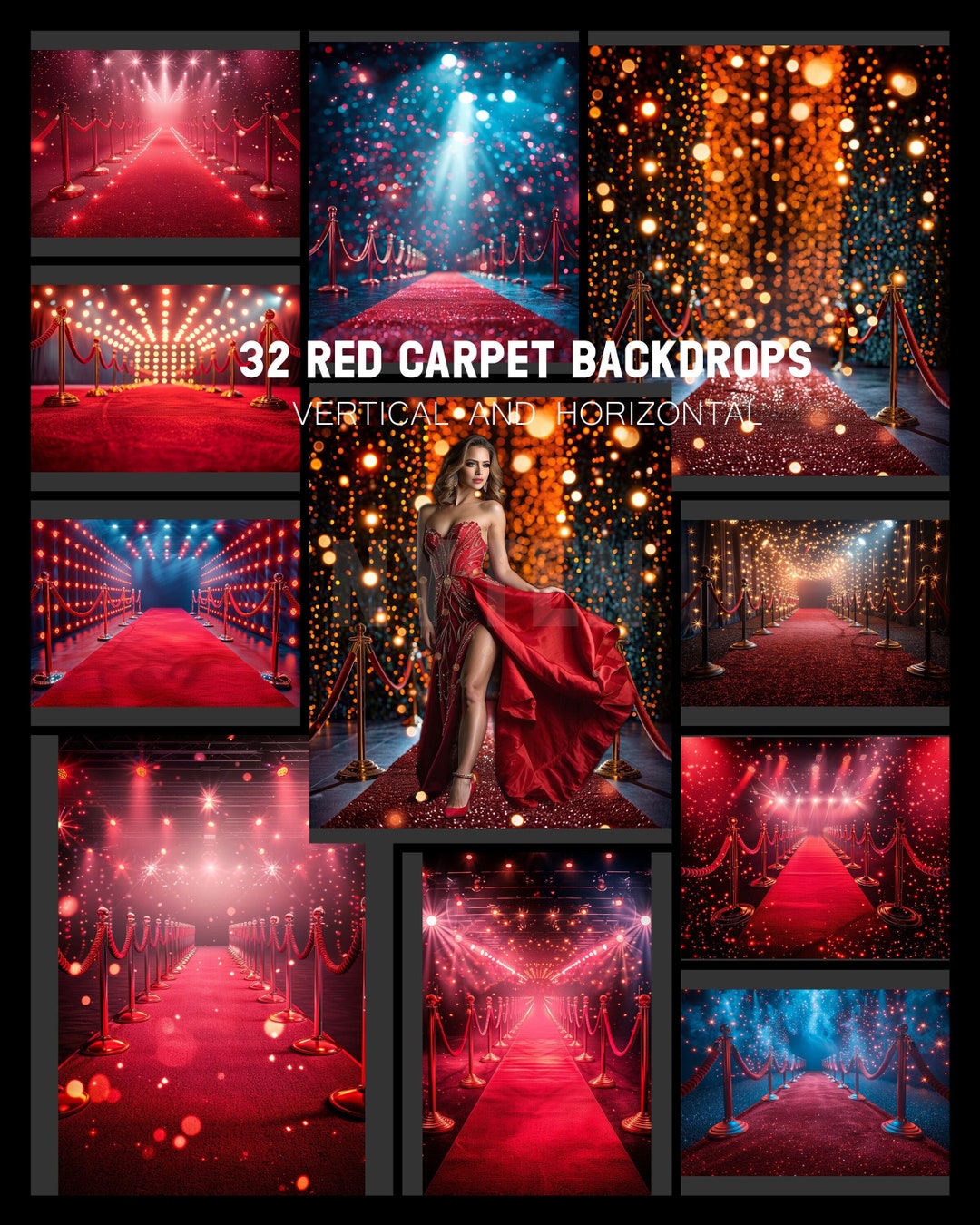 Hollywood Glamour Red Carpet Backdrop | Showstopping Digital Background ...