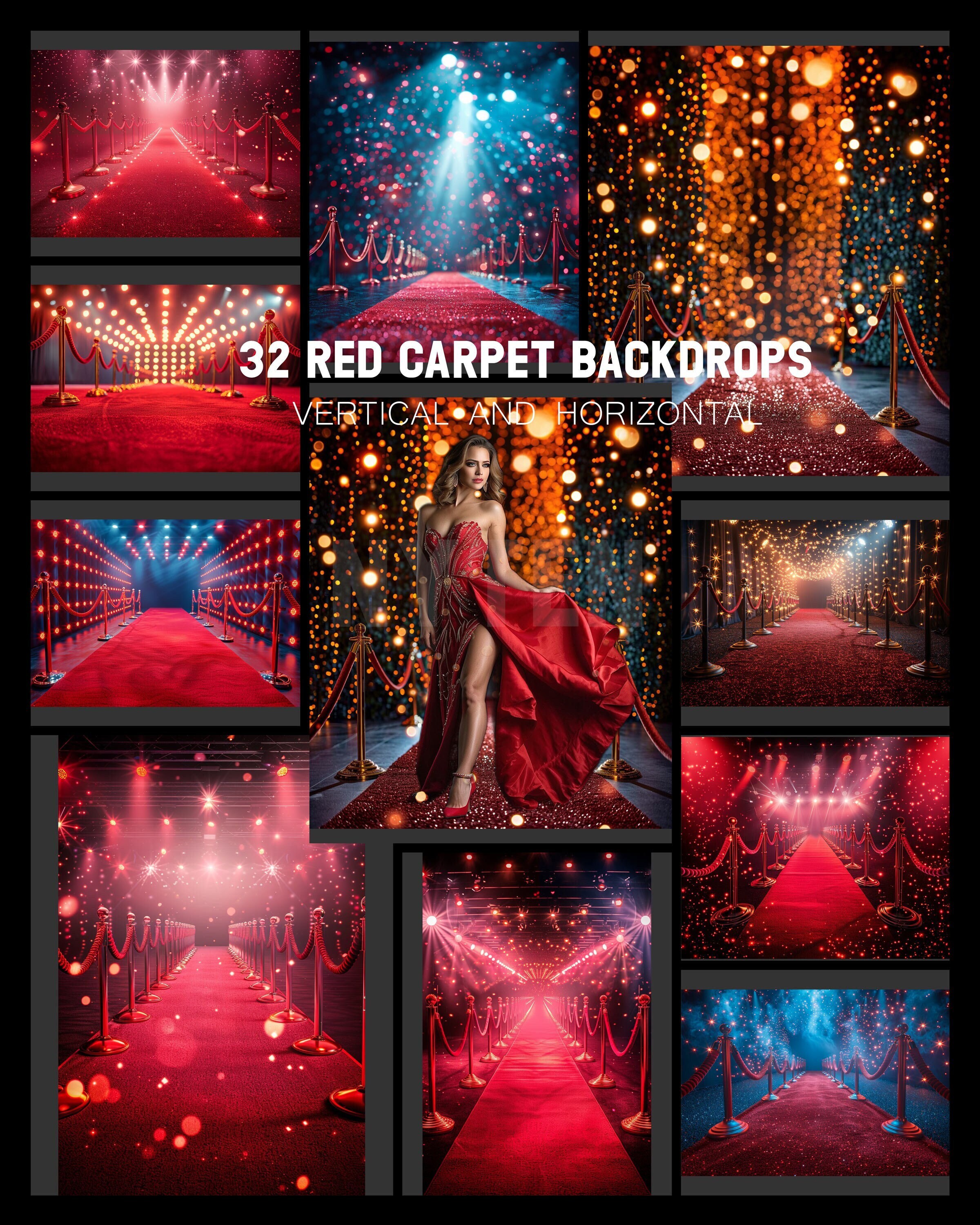 Hollywood Glamour Red Carpet Backdrop Showstopping Digital Background ...