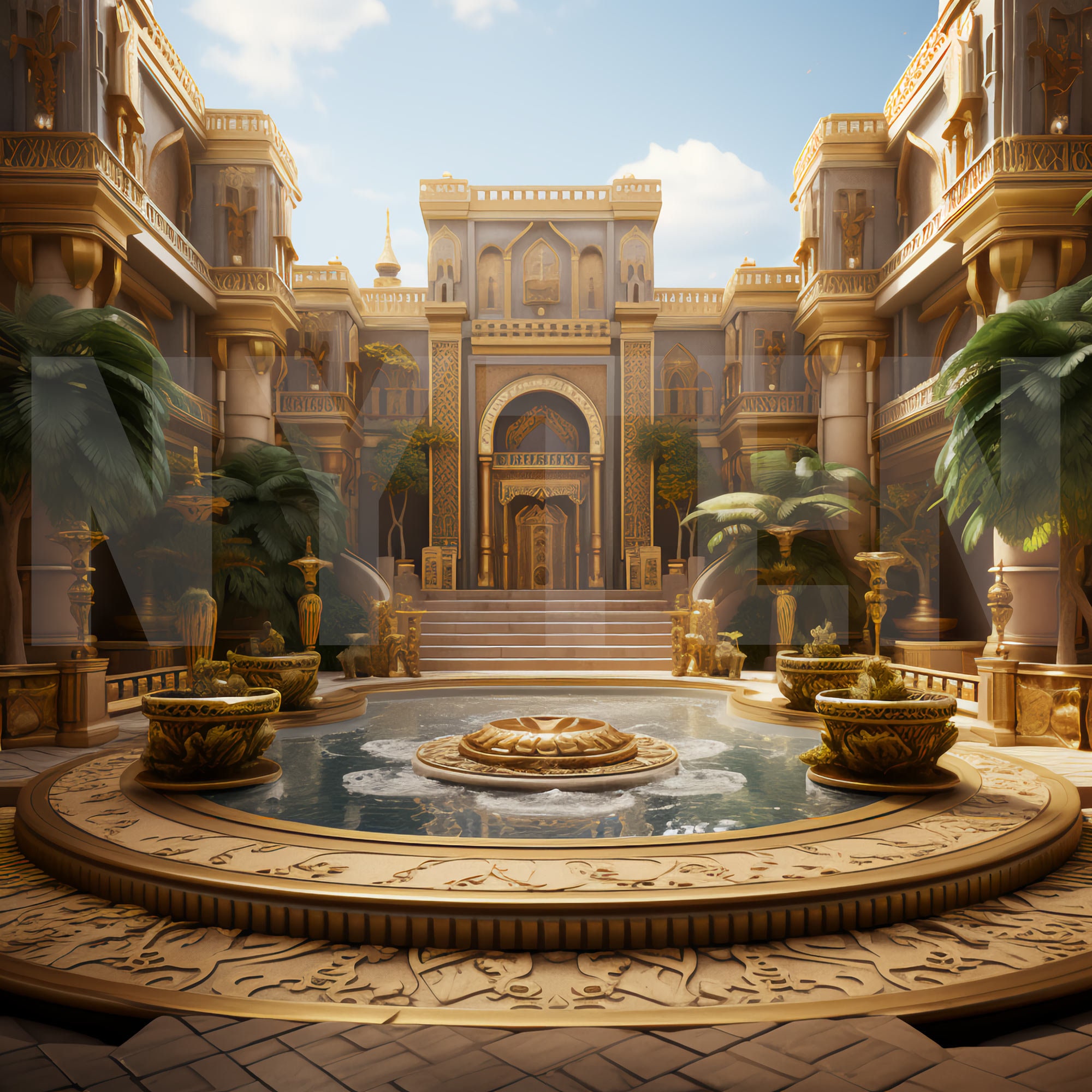Golden Palace Courtyard Digital Backdrop, Photoshop Overlays, Photo ...