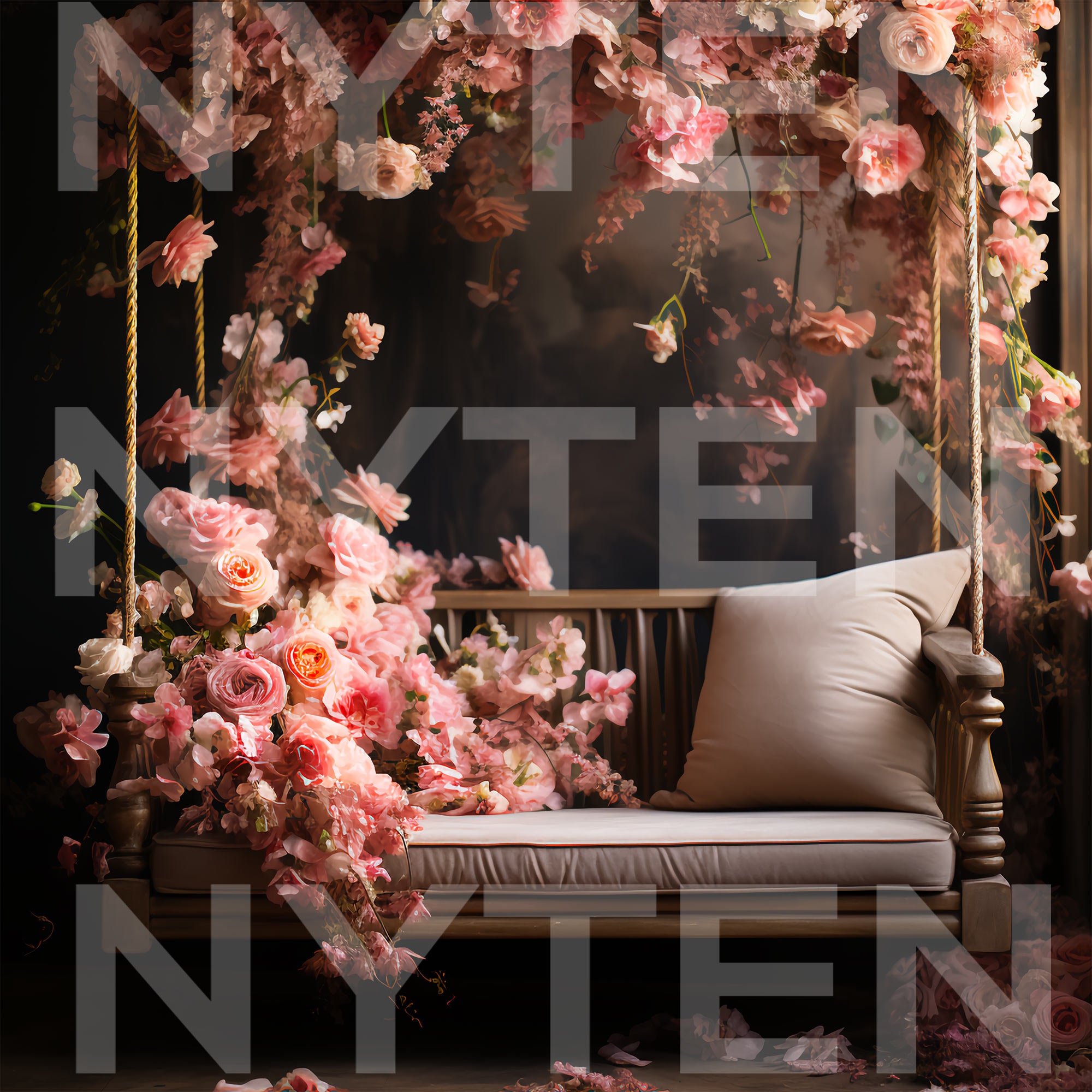 Floral Swing Chair Digital Backdrop, Photo Shoot Backdrop, Overlays ...