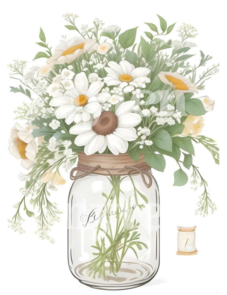 Clip Art Mason Jars Rustic Mason Jar Whimsical Graphics 12 High ...