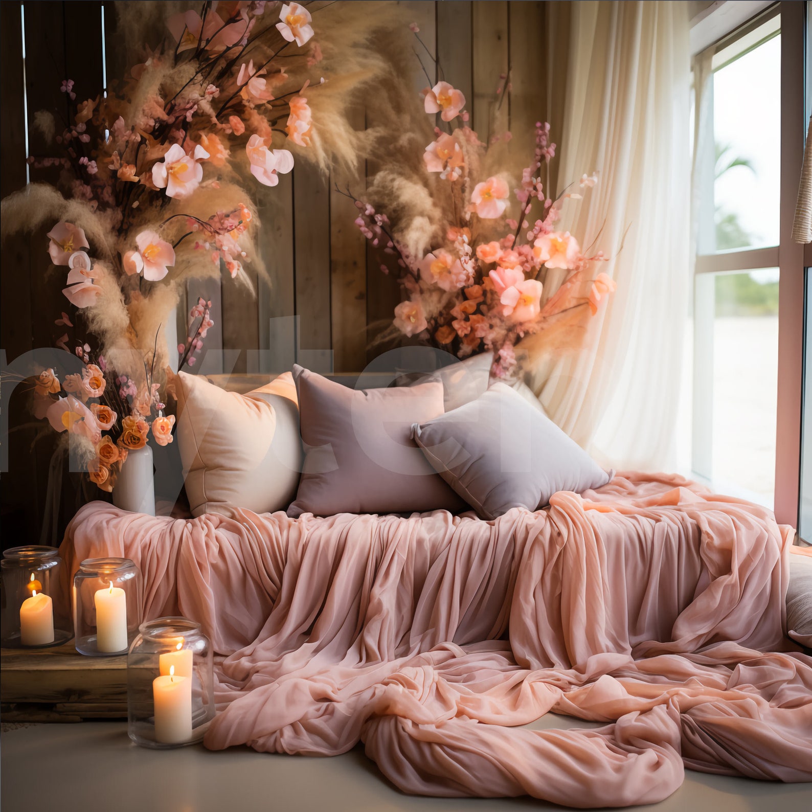 Romantic Beachy Boho Muted Colors Digital Backdrop , Overlays, Studio ...