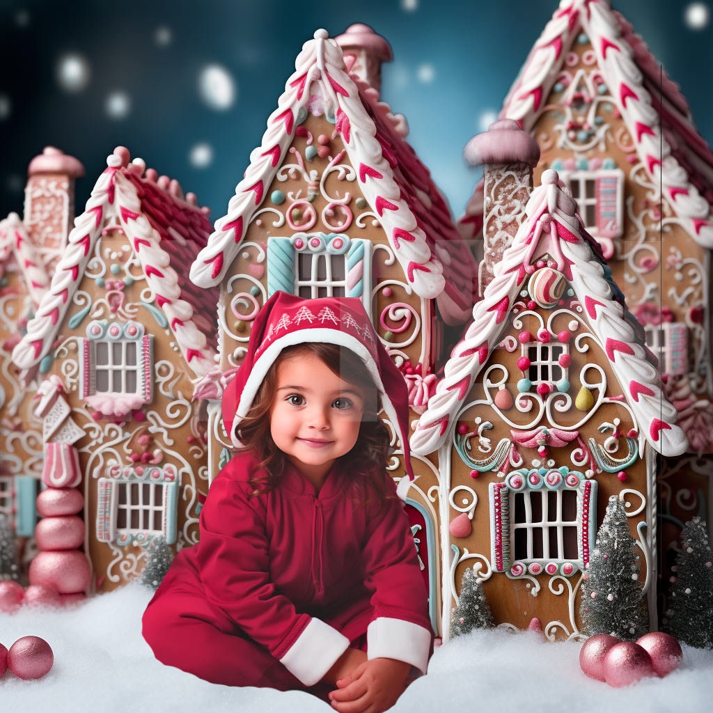 Holiday Gingerbread Houses Backdrop for Photo, Photo Background for ...