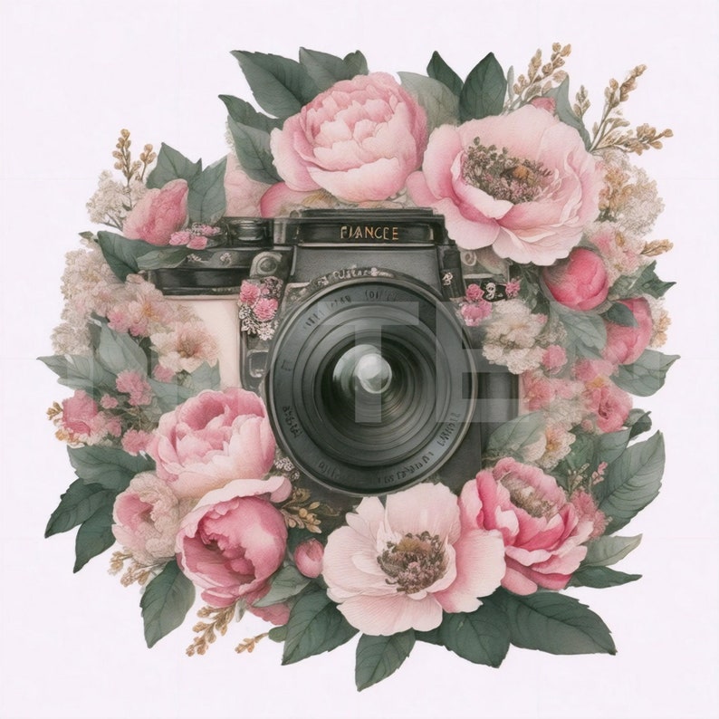 Floral Vintage Camera Clip Art Camera Clip Art Fantasy Watercolor Clip ...
