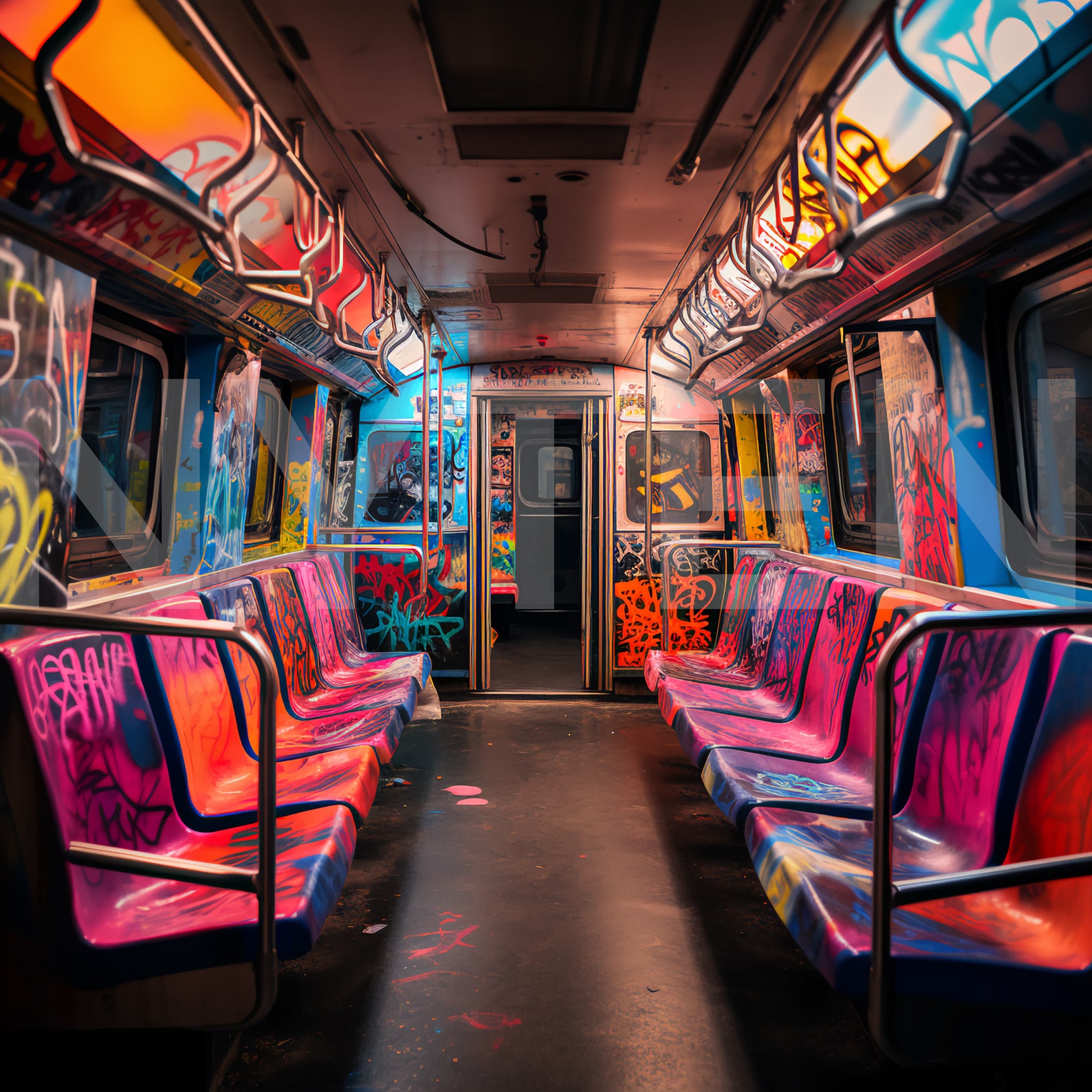 Urban Graffiti Subway Car Digital Backdrop - Edgy Street Art Scene for ...