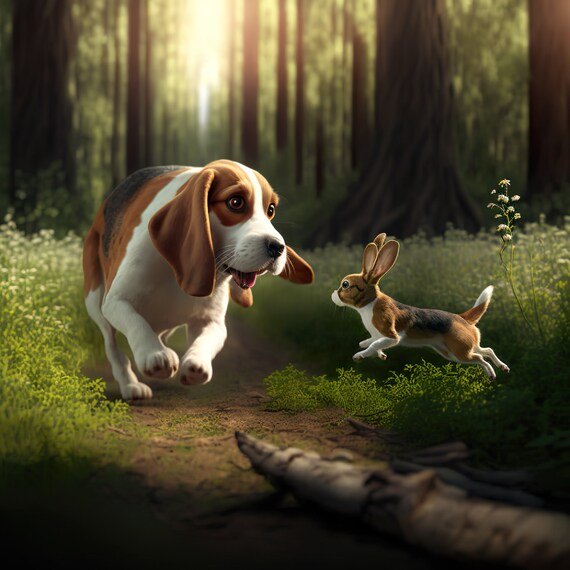 Beagles Chasing Bunnies