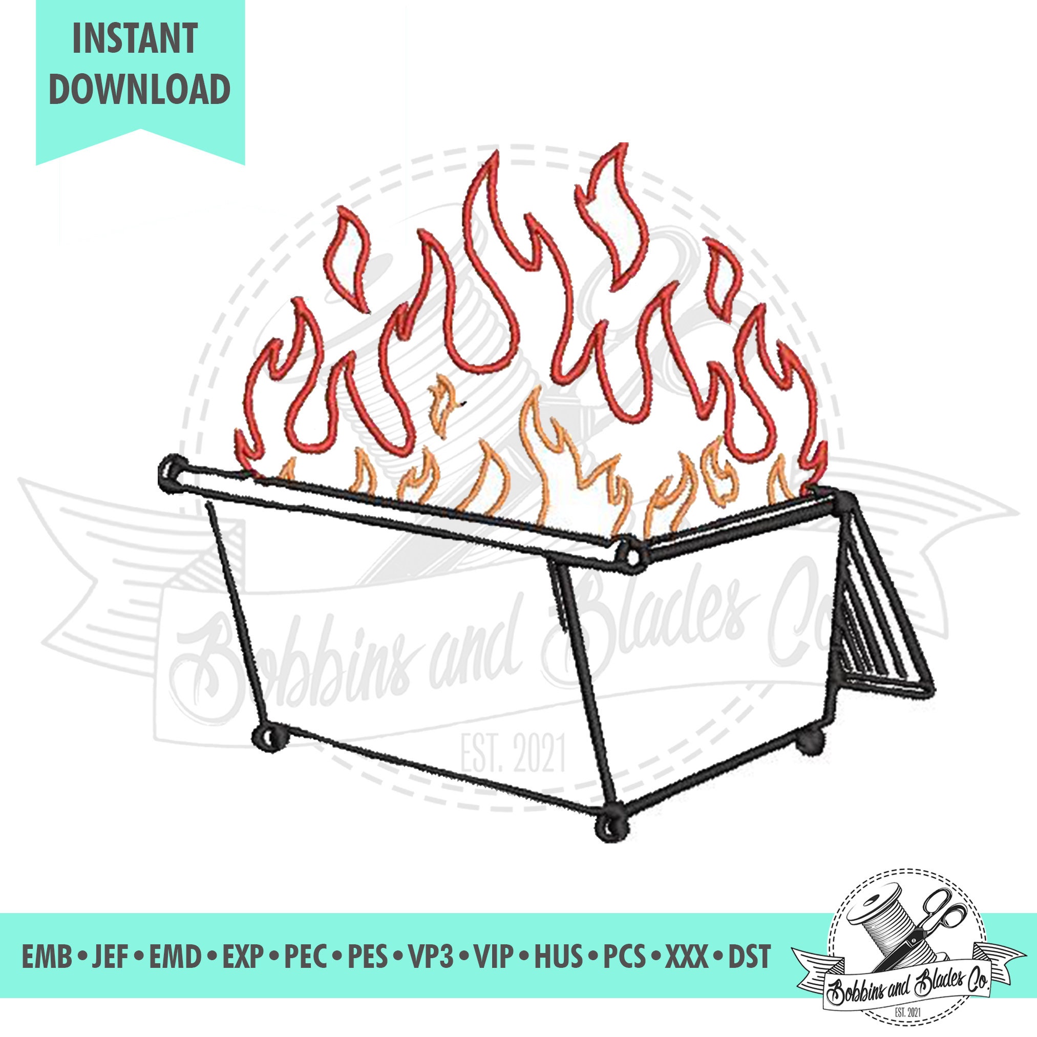 Dumpster Fire; Machine Embroidery File, Pattern, Design, Scheme ...