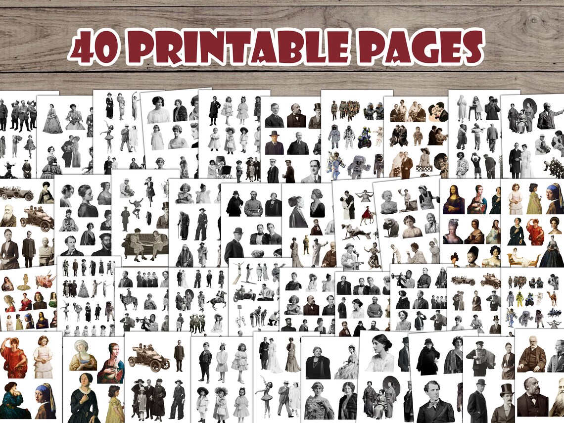 Cutouts of People, 40 Collage Sheets, 400+ Fussy Cut People, Vintage ...