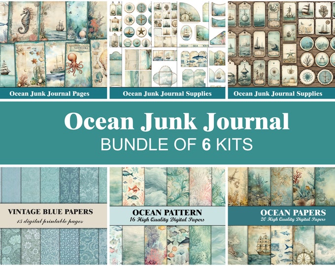 Waterfall Collage Journal, Ocean Themed Handmade Journal - Etsy