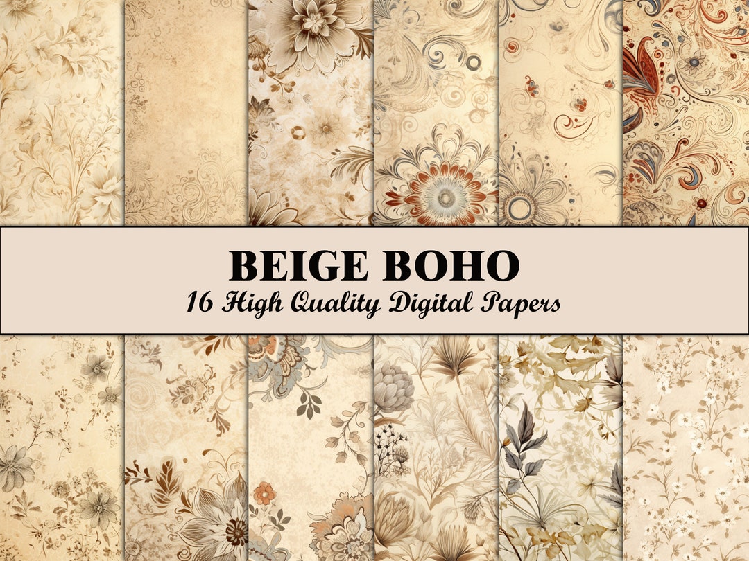 Boho Scrapbook Paper Floral Ornamental Pattern Junk Journal Pages ...