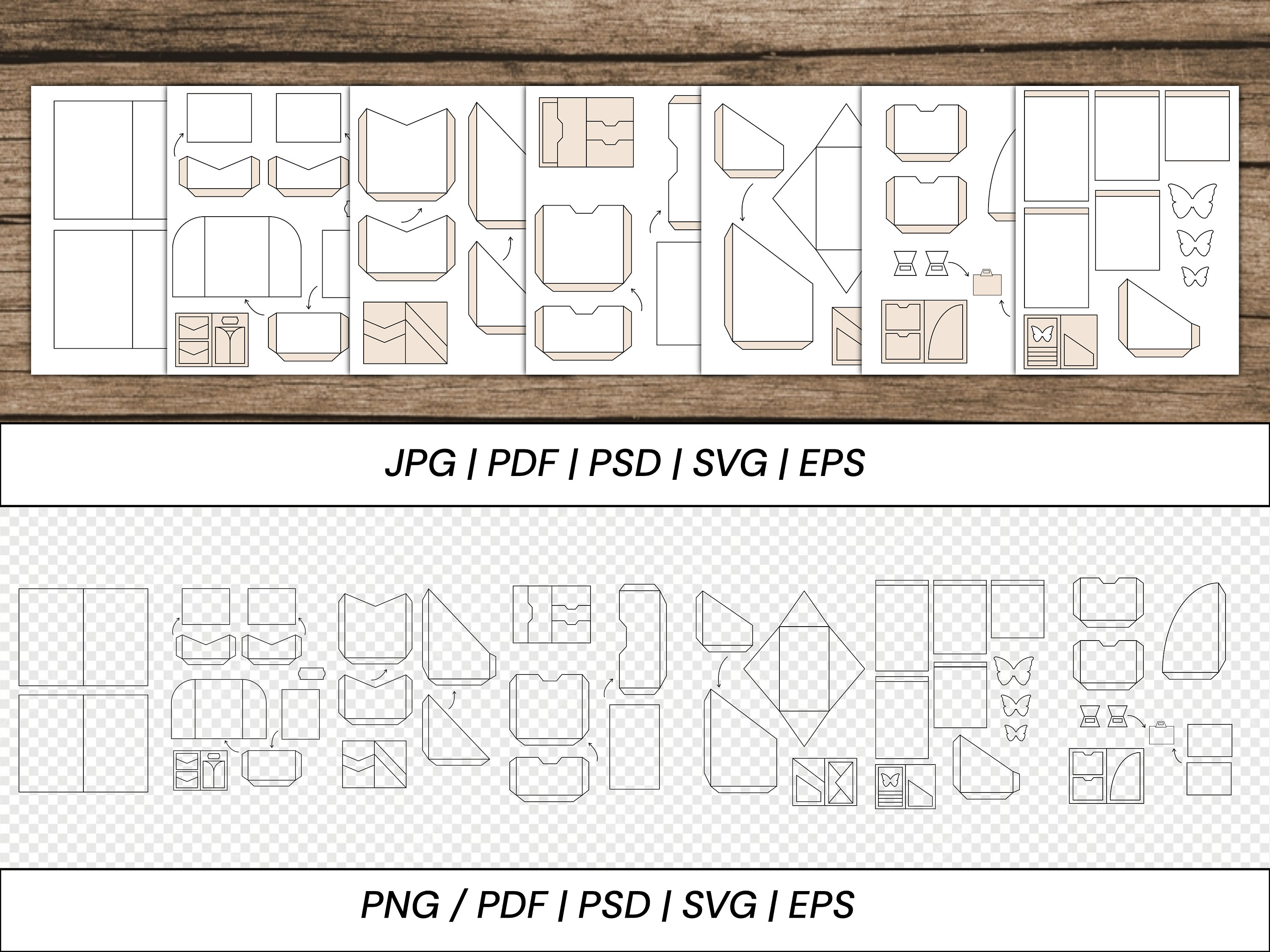 Junk Journal Templates Pockets Folio Template, Envelope Template, Tags ...