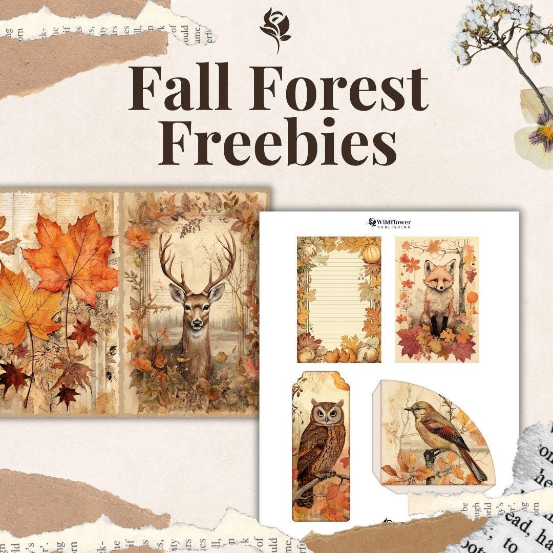 Free | Freebie | Autumn Forest Junk Journal Kit Fall Junk Journal ...