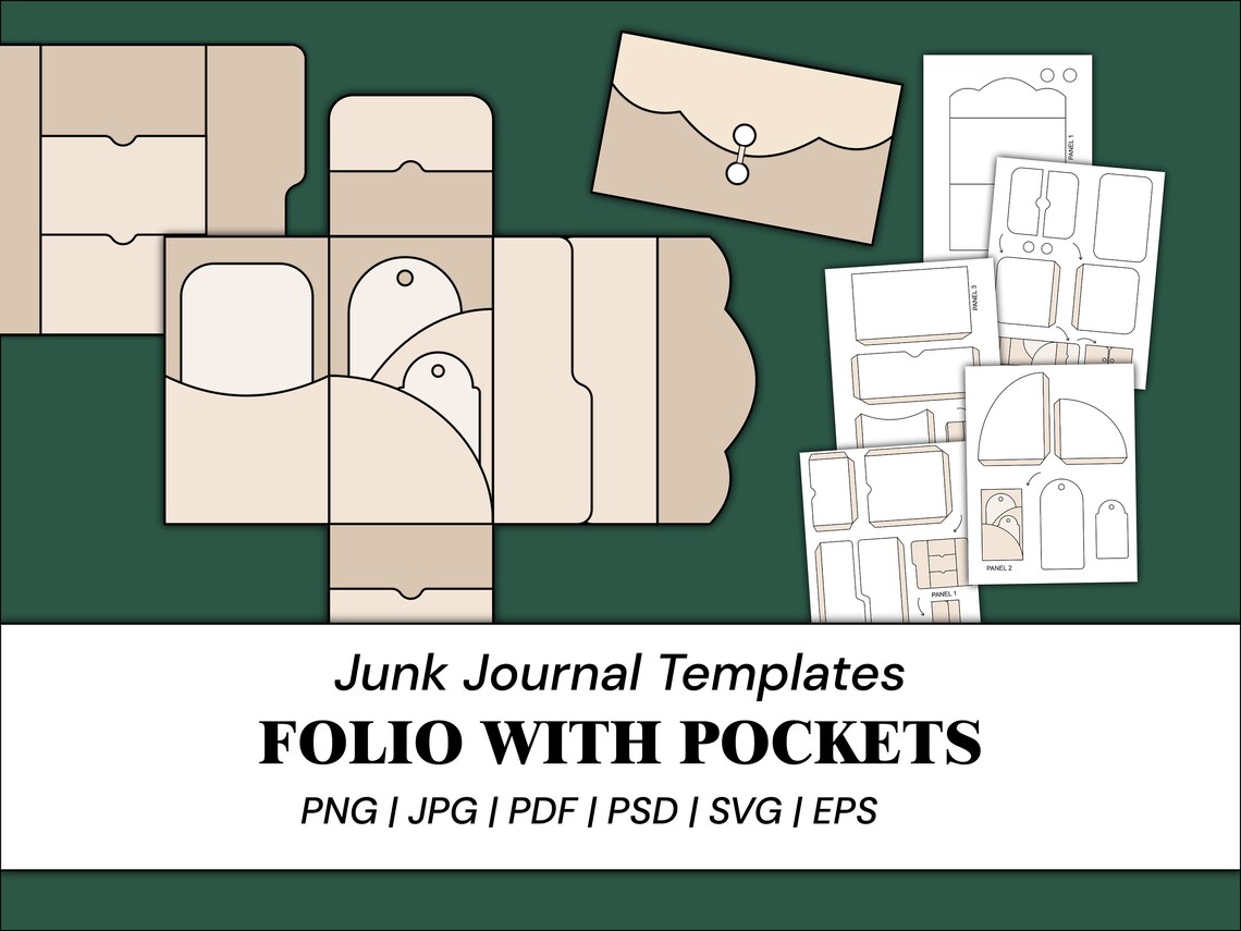 Junk Journal Folio Templates Pockets Template Envelope Template Tags ...