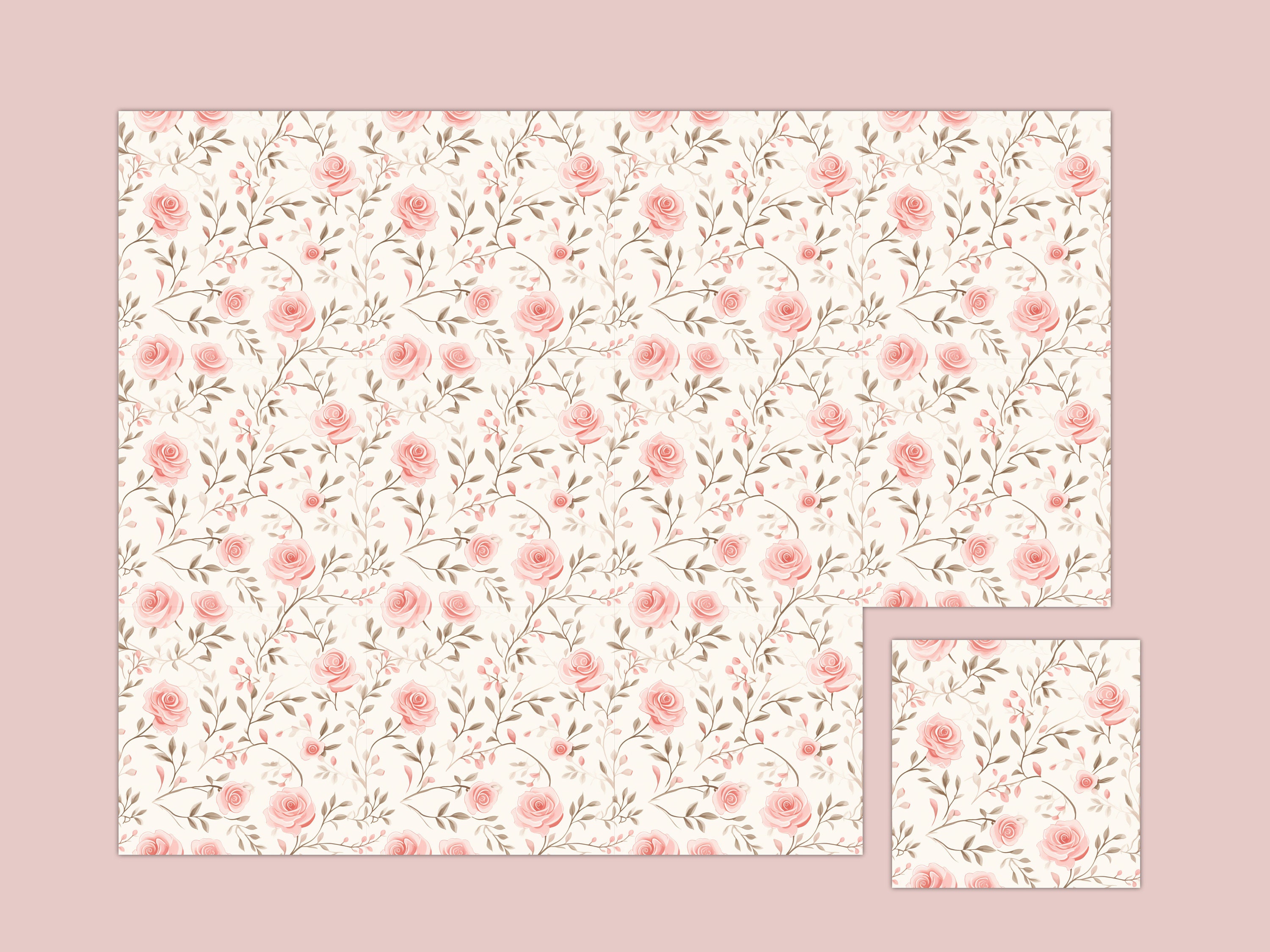Seamless Rose Floral Pattern Pink Scrapbook Paper Cute Botanical Shabby ...