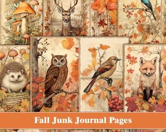 Fall Scrapbook Paper Autumn Junk Journal Pages Orange Digital Paper ...