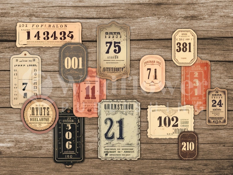 Number Tags & Labels Ephemera for Junk Journals Printable - Etsy
