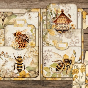 Bee Junk Journal Kit, Folder, Folio Junk Journal Tab, Bee Scrapbook ...