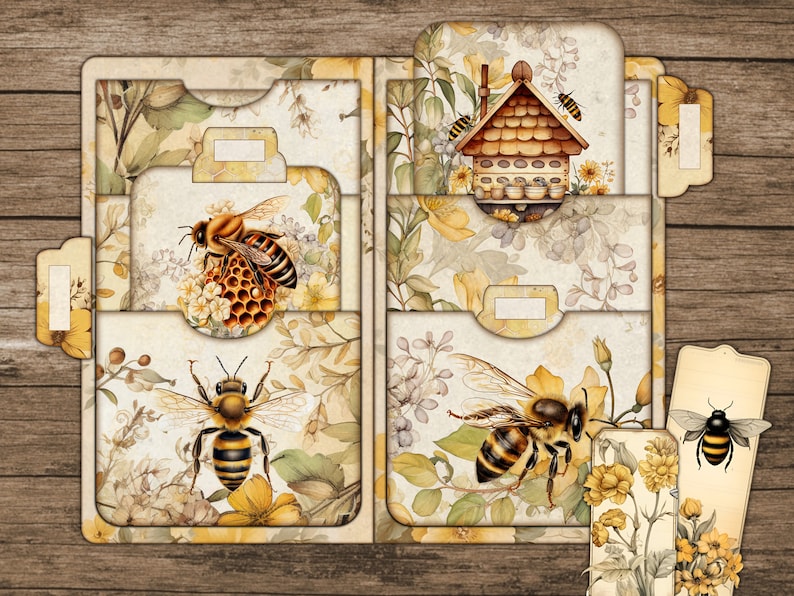 Bee Junk Journal Kit, Folder, Folio Junk Journal Tab, Bee Scrapbook ...