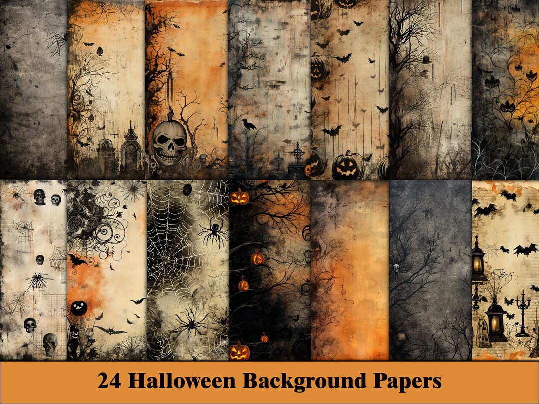 Halloween Scrapbook Paper, Halloween Junk Journal Pages, Printable ...