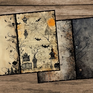 Halloween Junk Journal Pages, Halloween Digital Scrapbook Paper ...