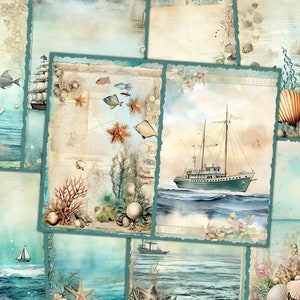 Ocean Junk Journal Kit Blue Junk Journal Pages Tags Sea Nautical ...
