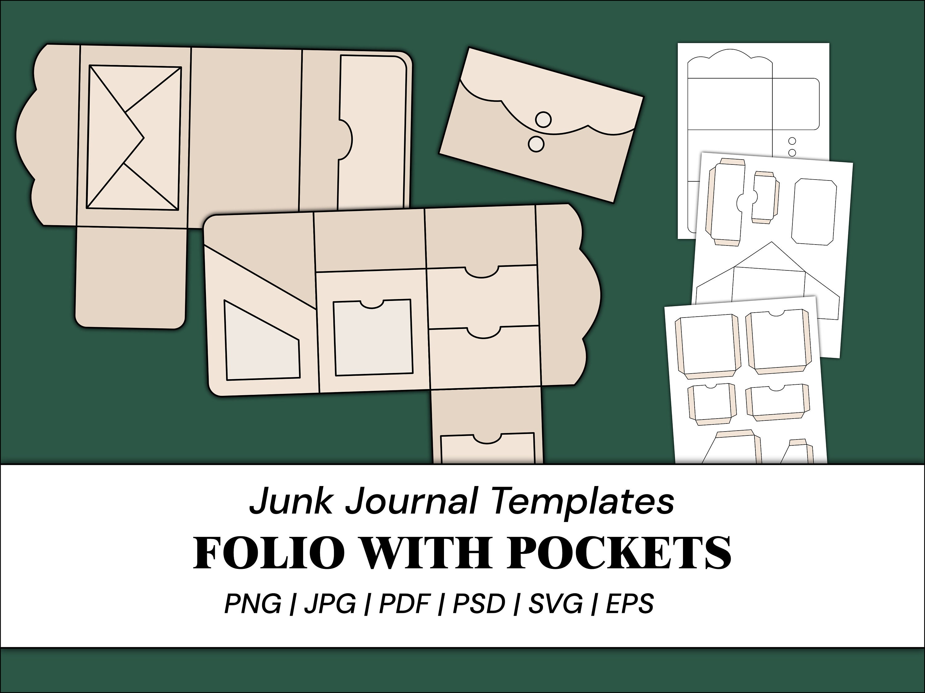 Junk Journal Folio Templates Pockets Template Envelope Template Tags ...