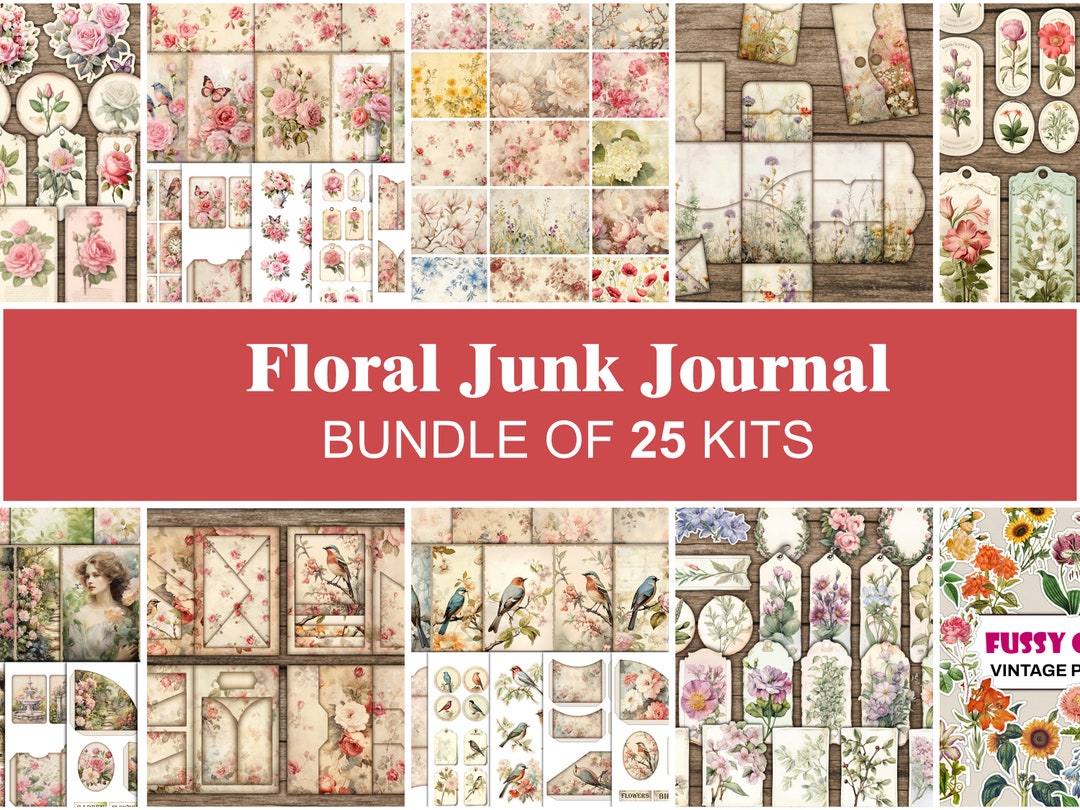 Floral Junk Journal Kit Printable Rose Junk Journal Ephemera Bundle ...